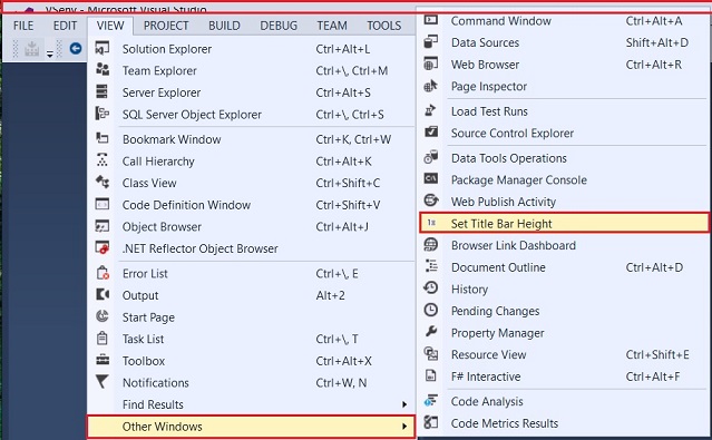 Reduce VS Title Bar Height - Visual Studio Marketplace
